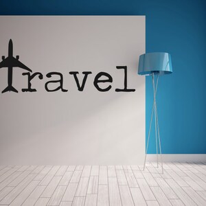 Travel Wall Decal - Typewriter Font - Travel With Plane Decal - Travel ...