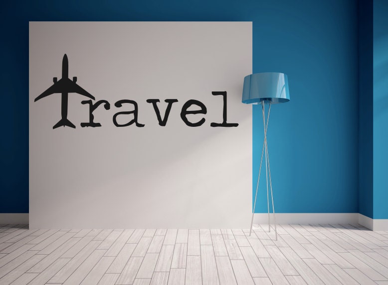 Travel Wall Decal - Typewriter Font - Travel With Plane Decal - Travel ...