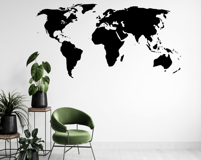 Large World Map Wall Decal - Giant Travel Globe With Country Names ...