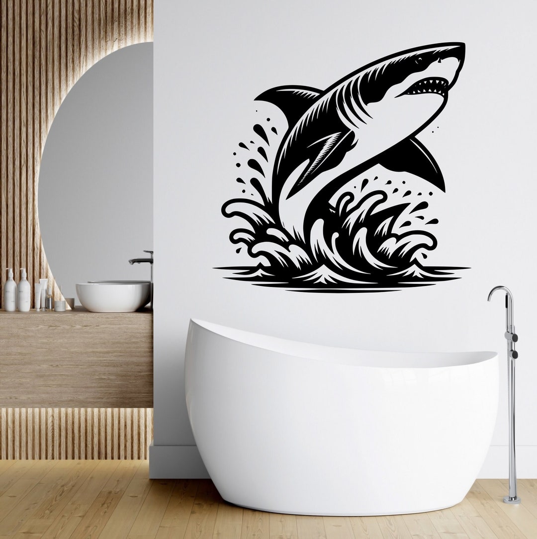 Shark Decal - Great White Shark Wall Art - Great White Decal - Shark ...