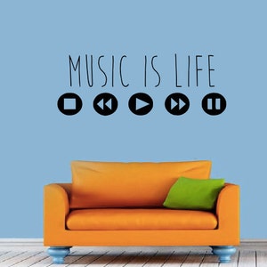 Music is Life Wall Decal Quote DJ Decal Equalizer Music MacBook Studio ...