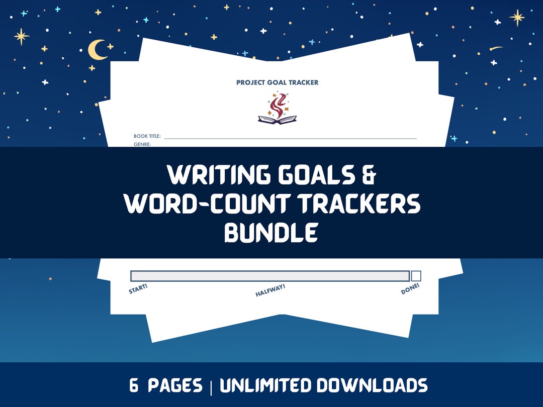 Writing Goals & Word-count Trackers Bundle | Writing Project Worksheets ...