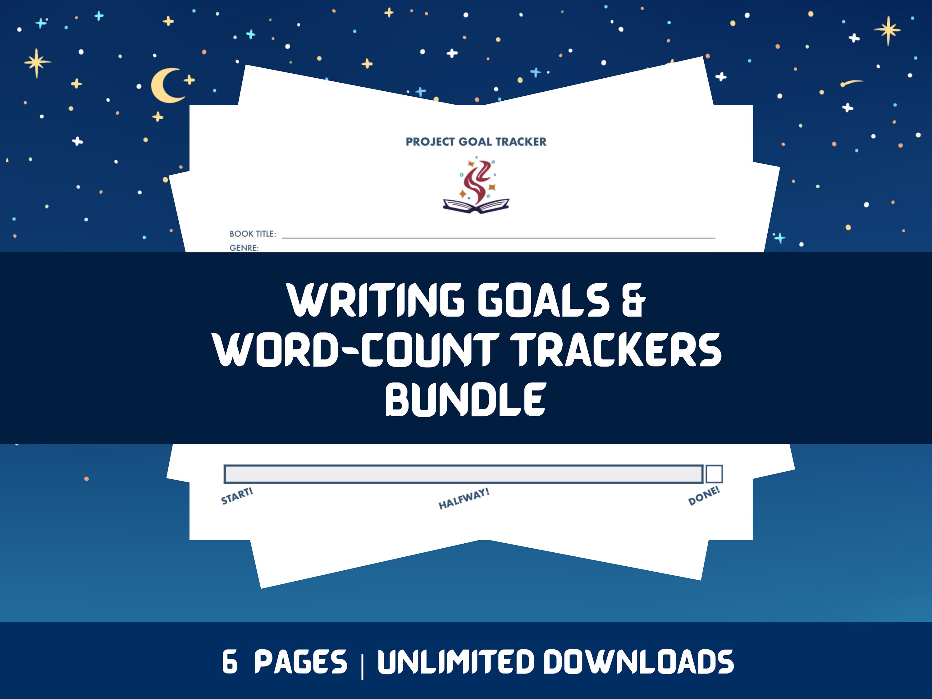 Writing Goals & Word-count Trackers Bundle | Writing Project Worksheets ...