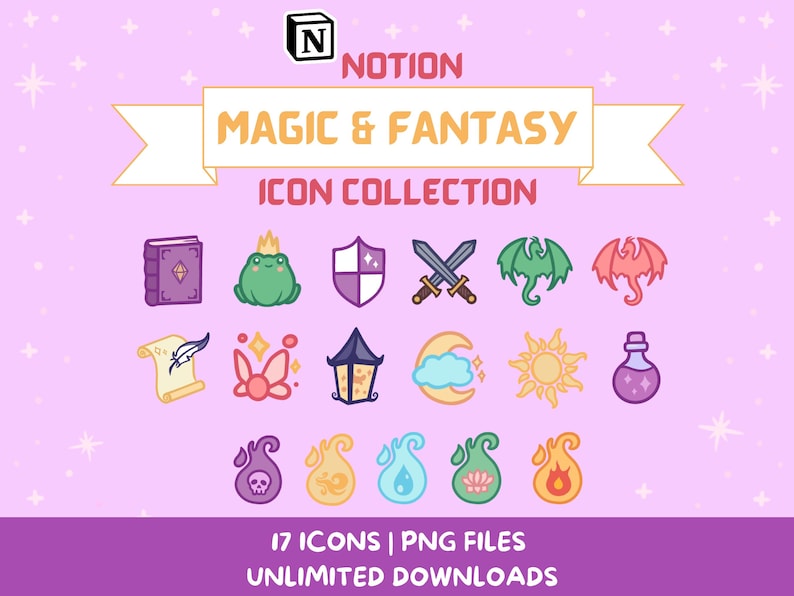 Fantasy Notion Icons | Magical Fairy Dnd PNG Icon Collection + Template ...