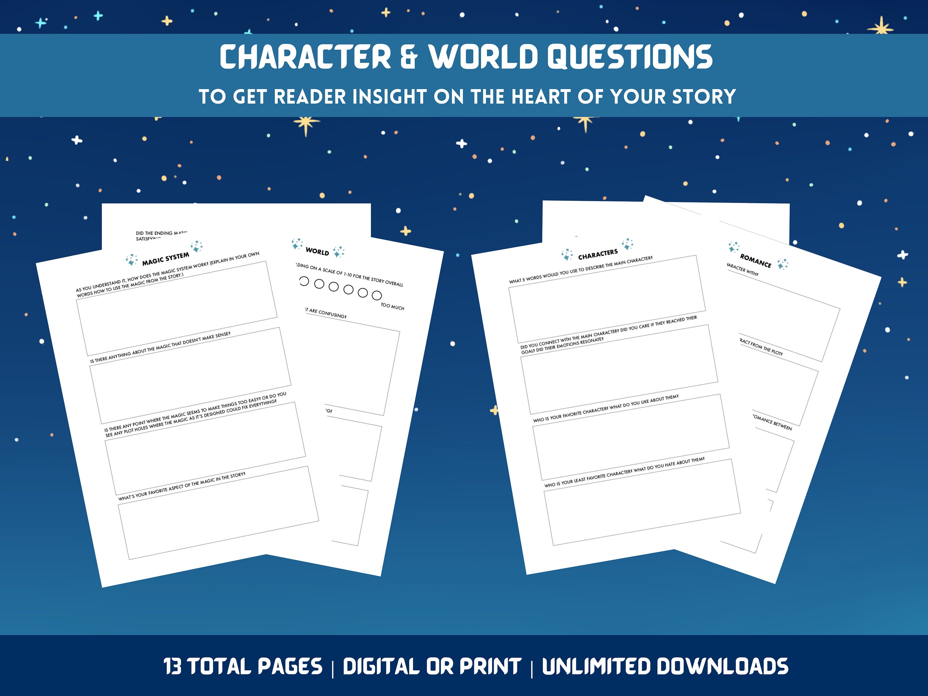 Beta Reading Survey Worksheets | Beta Reader Feedback for Speculative ...