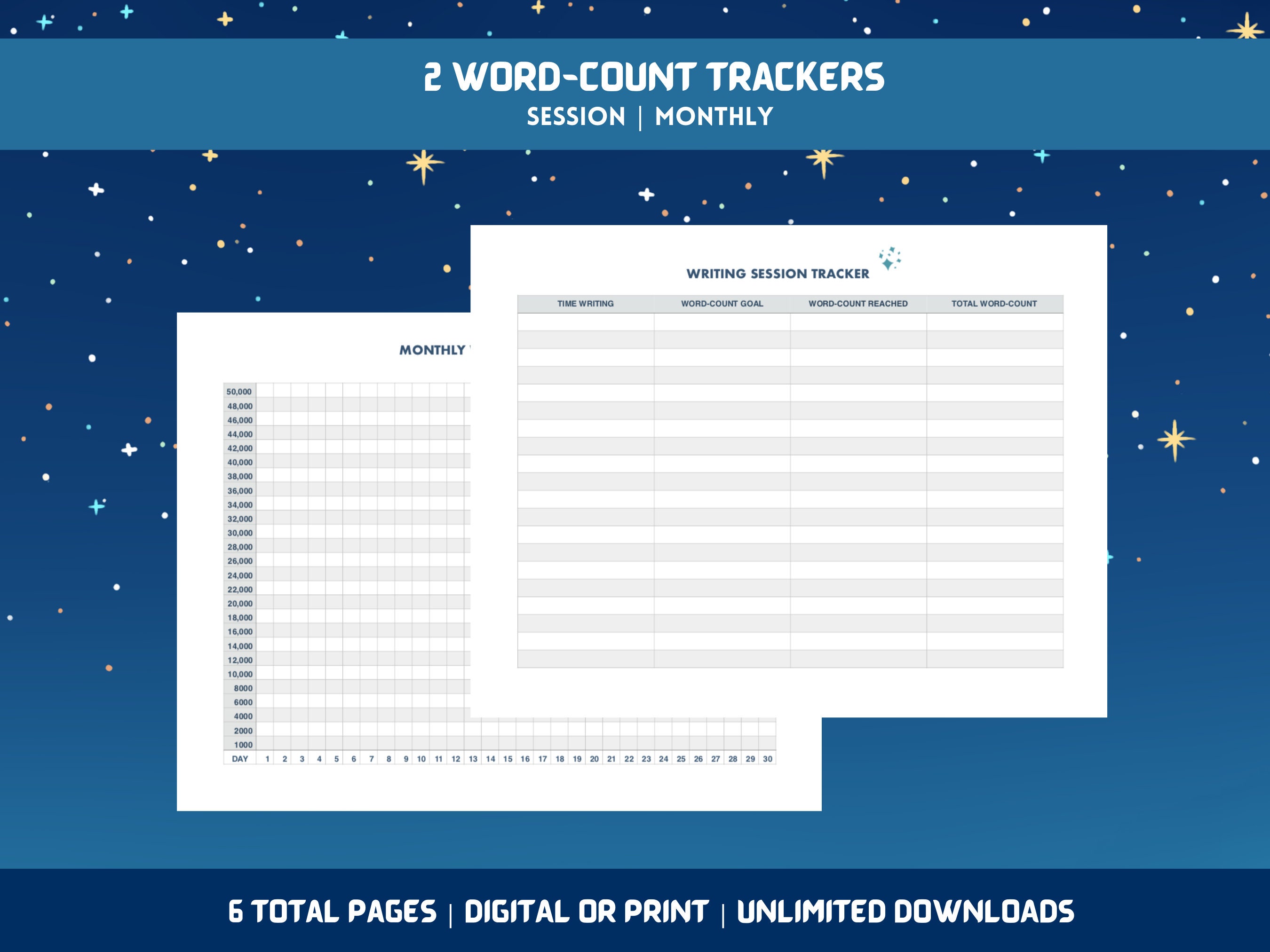Writing Goals & Word-count Trackers Bundle | Writing Project Worksheets ...