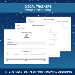 Writing Goals & Word-count Trackers Bundle | Writing Project Worksheets ...