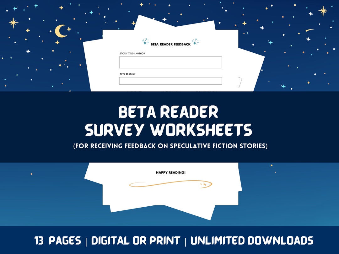 Beta Reading Survey Worksheets Beta Reader Feedback for Speculative ...