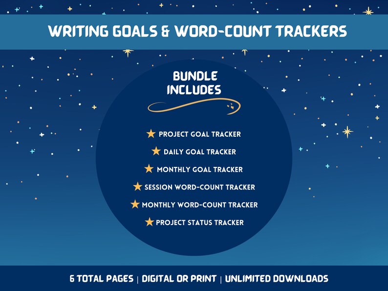Writing Goals & Word-count Trackers Bundle | Writing Project Worksheets ...