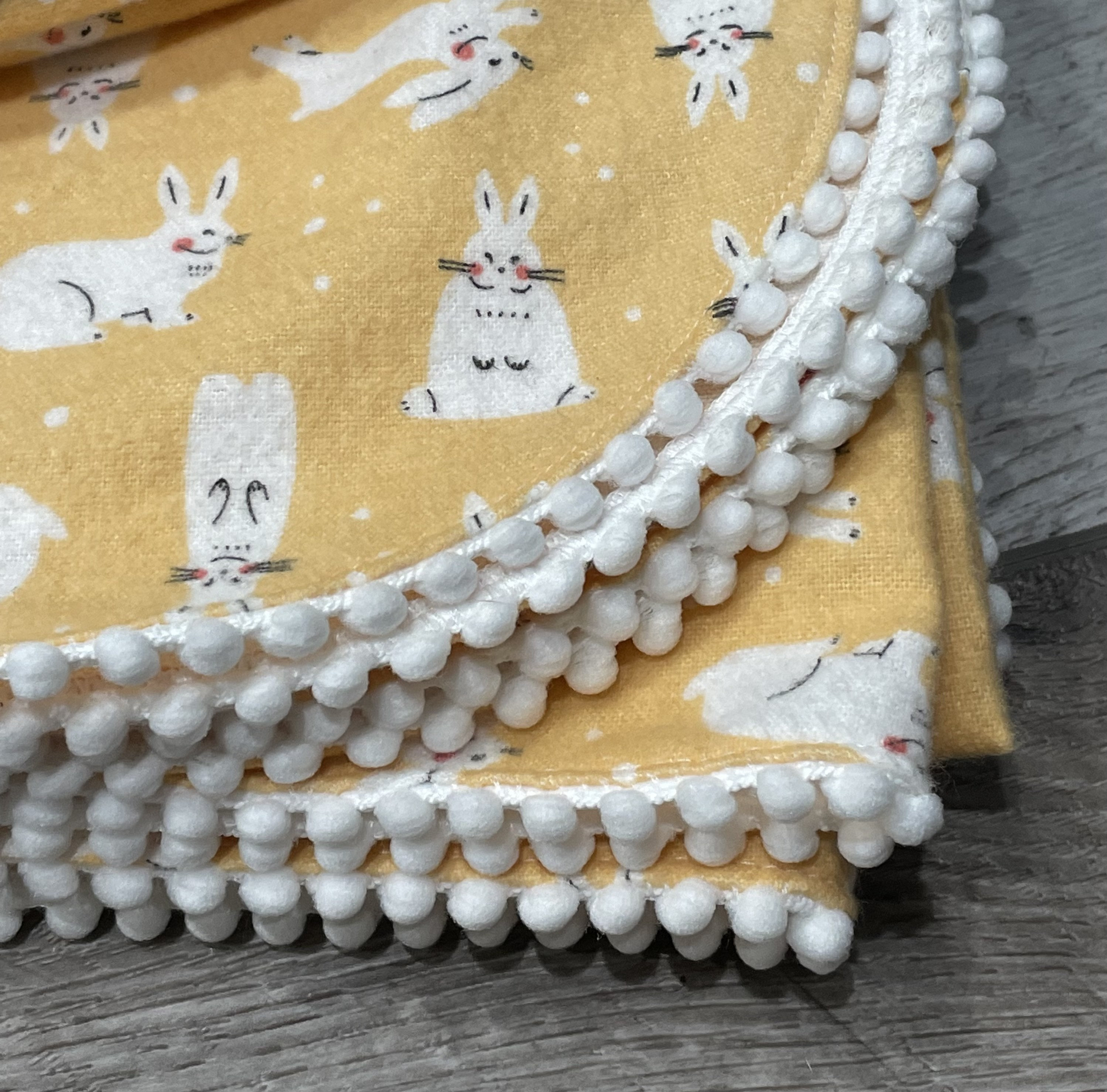 Rabbits Snow Hares Hop on Golden Organic Flannel Swaddling Blanket ...