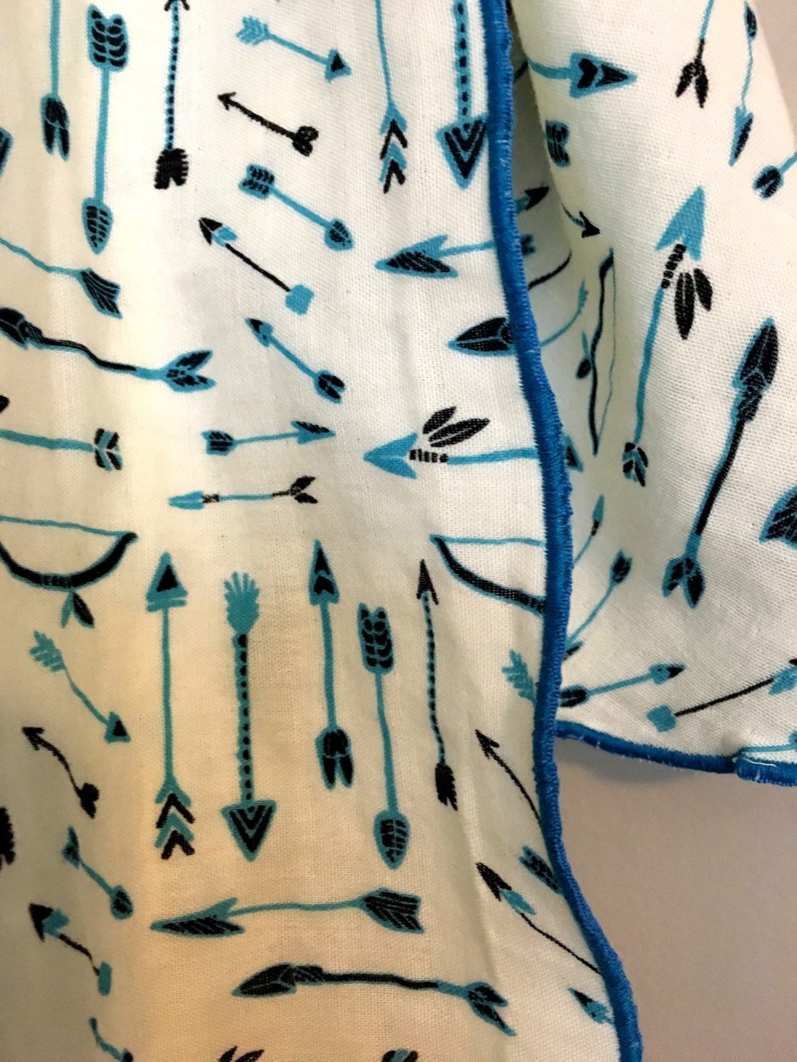 Organic Cotton Double Gauze Fabric: Blue Arrows, Wildland Collection ...