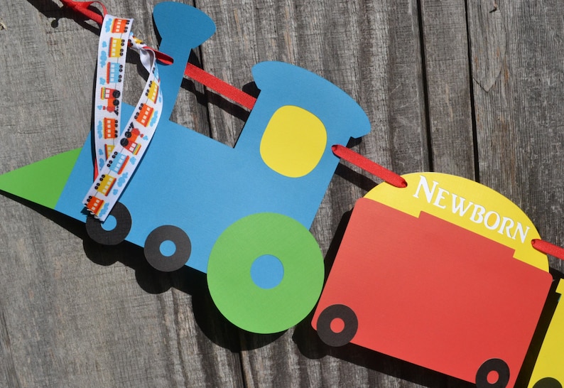First Year Photo Banner First Year Train Themed Banner 0-12 | Etsy