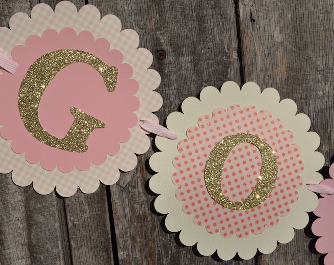 God Bless Banner, Pink and Gold Baptism Banner, Baptism Banner ...