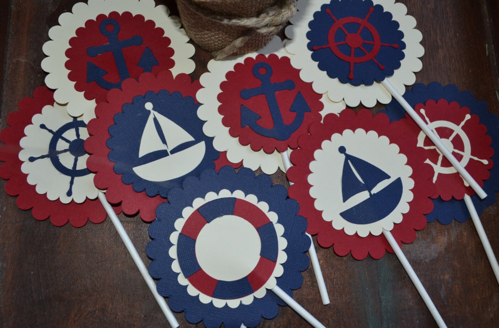Nautical Cupcake Toppers Nautical Baby Shower Nautical | Etsy