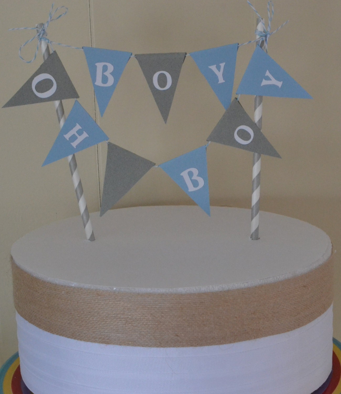 Mini Cake Banner Blue and Gray Cake Banner Baby Boy Shower - Etsy