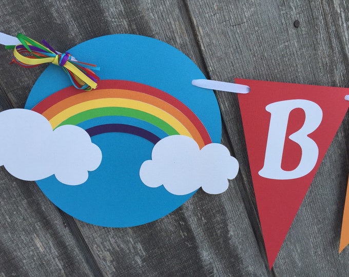 Rainbow Birthday Party Banner, Rainbow Banner, Rainbow Baby Shower ...
