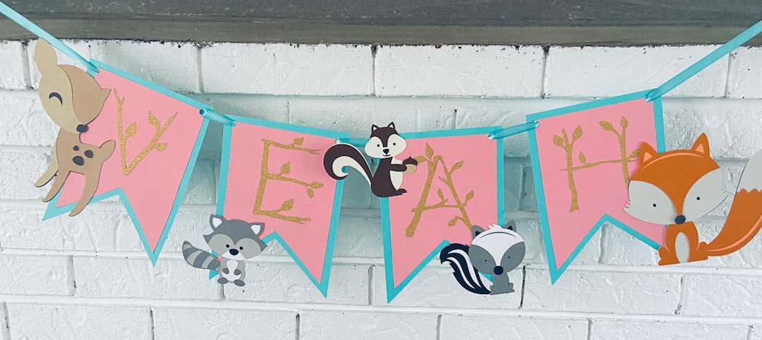 Woodland Banner, Woodland Baby Shower Banner, Forest Animal Banner ...