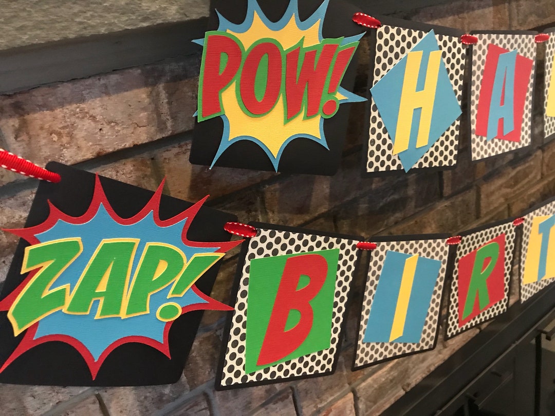 Superhero Birthday Banner Superhero Banner - Etsy