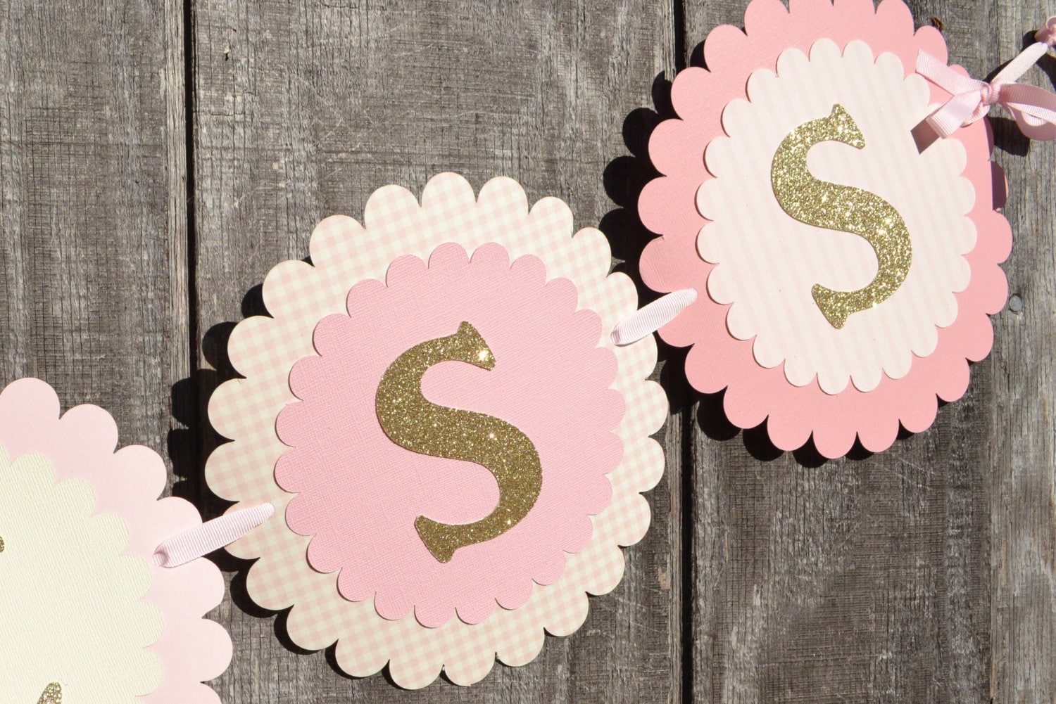 God Bless Banner Pink and Gold Baptism Banner Baptism - Etsy