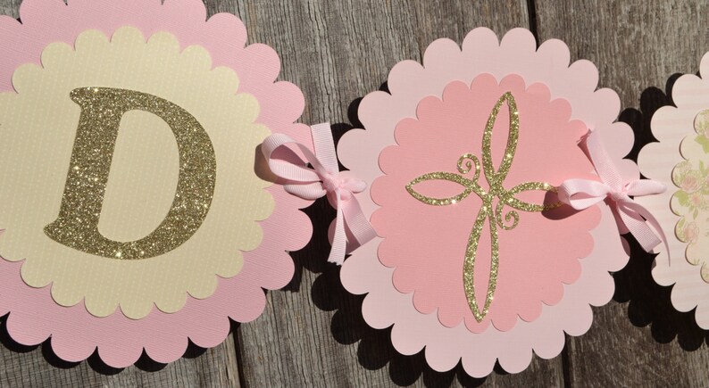 God Bless Banner Pink and Gold Baptism Banner Baptism - Etsy