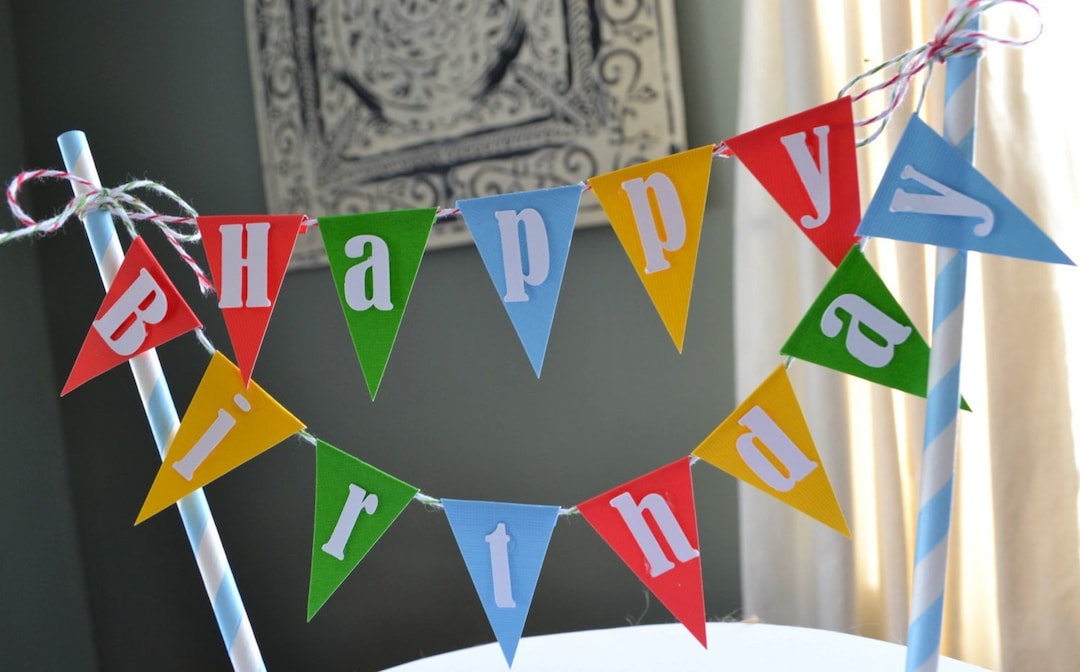 Mini Cake Banner, Mini Banner, Brightly Colored Cake Banner - Etsy