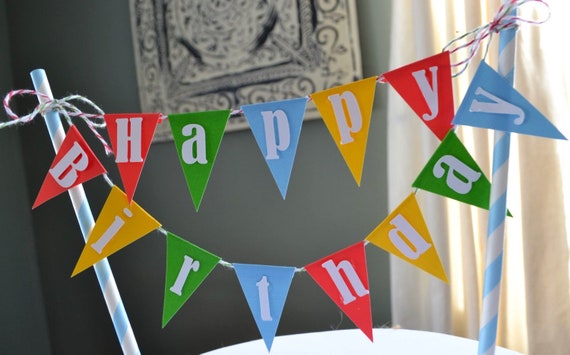 Mini Cake Banner Mini Banner Brightly Colored Cake Banner - Etsy