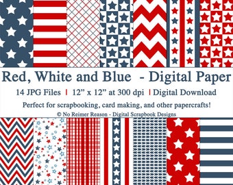 Patriotic Digital Paper Background Pattern 4th of July - Etsy