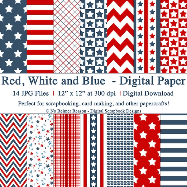 Patriotic Scrapbook Paper 12x12 - Etsy