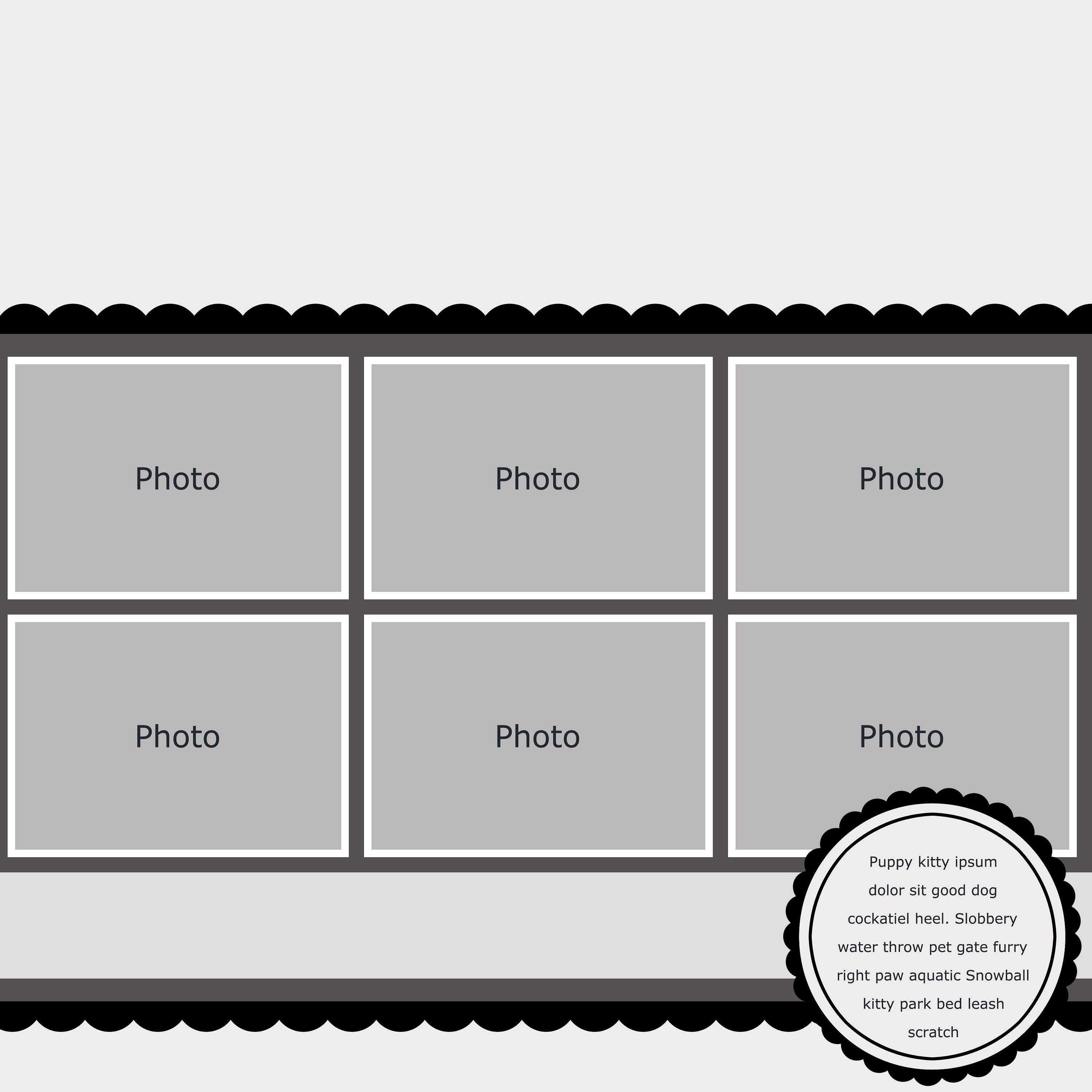 12x12 Digital Scrapbook Page Template, Scrapbooking Photobook Layout ...