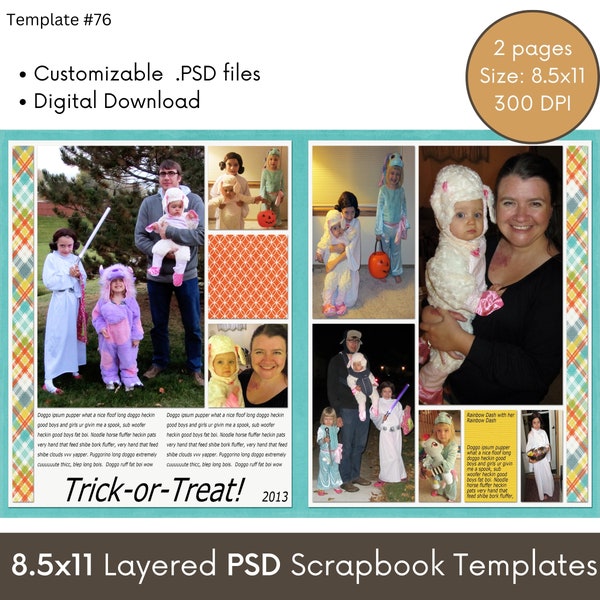 Digital School K-12 Scrapbook Template, School Years Photo Collage ...