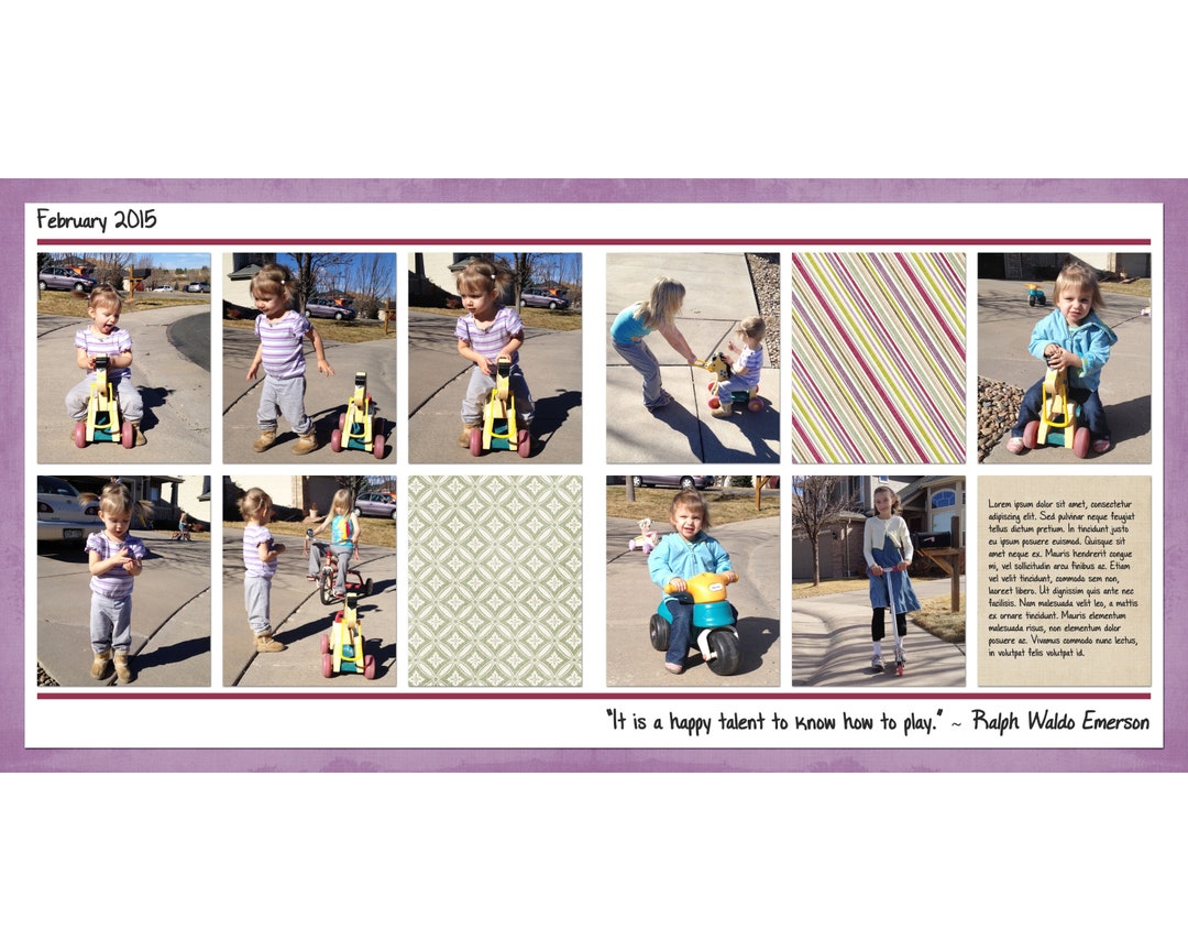 12x12 Digital Scrapbook Template Photo Collage Scrapbooking - Etsy