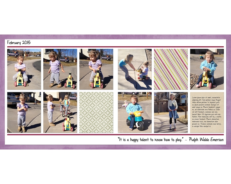 12x12 Digital Scrapbook Template Photo Collage Scrapbooking - Etsy