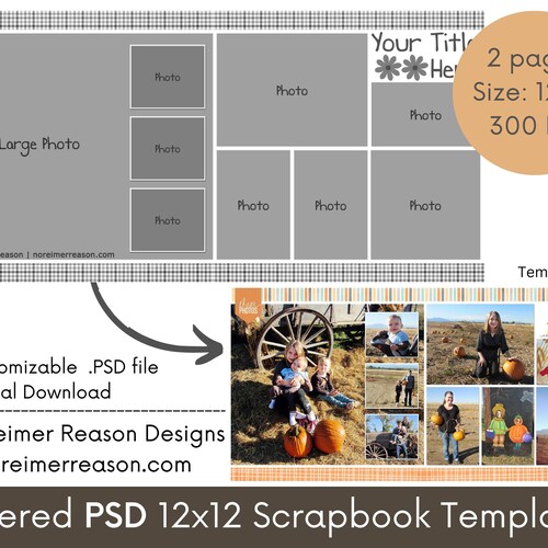12x12 Digital Scrapbooking Template Photoshop PSD Collage Page - Etsy