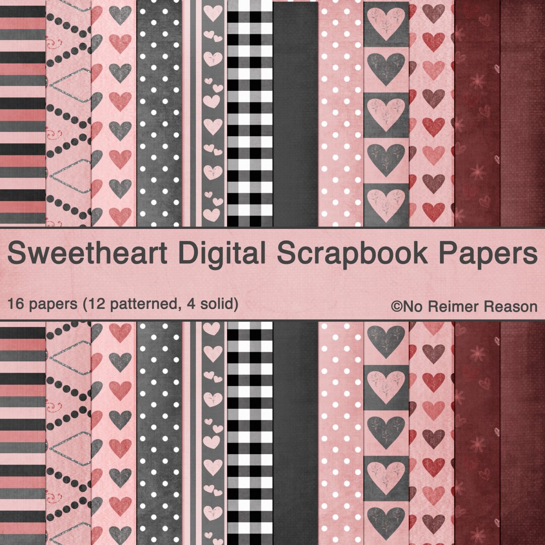 Digital Scrapbook Kit Scrapbook Paper Valentines Paper Pink - Etsy
