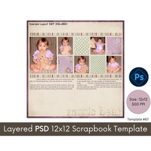 12x12 Digital Scrapbooking Template Scrapbook Page Layout 12x12 ...