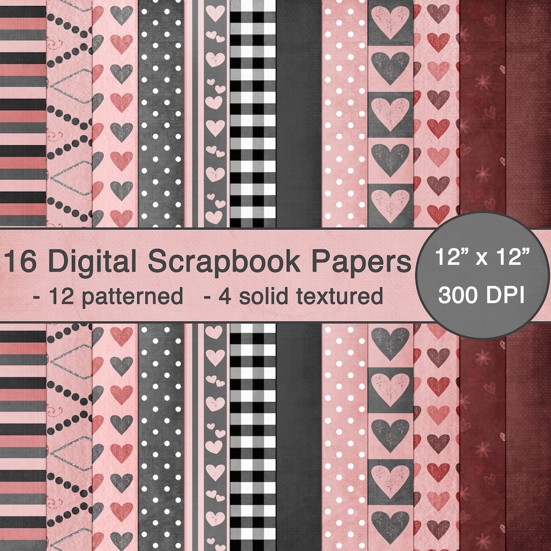 12x12 Digital Scrapbook Kit for Valentines Day, Scrapbooking Pattern ...