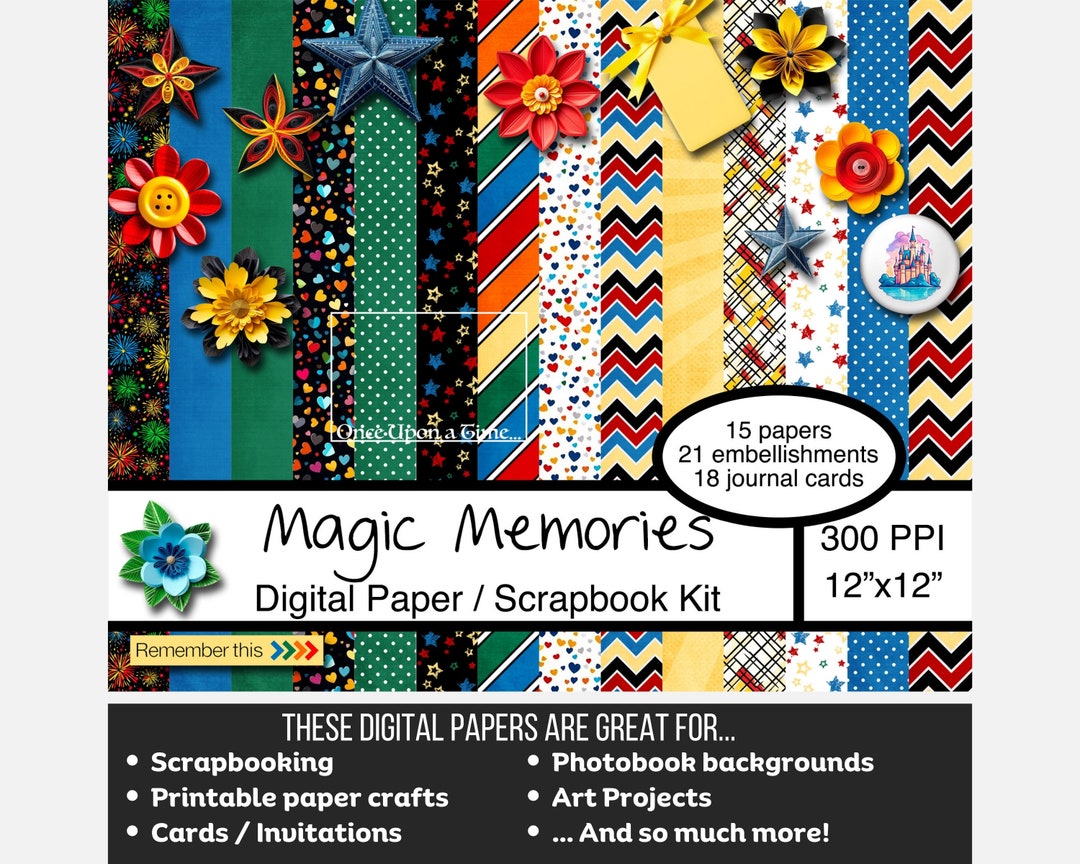 12x12 Digital Pattern Papers, Scrapbook Kit, Journal Cards ...