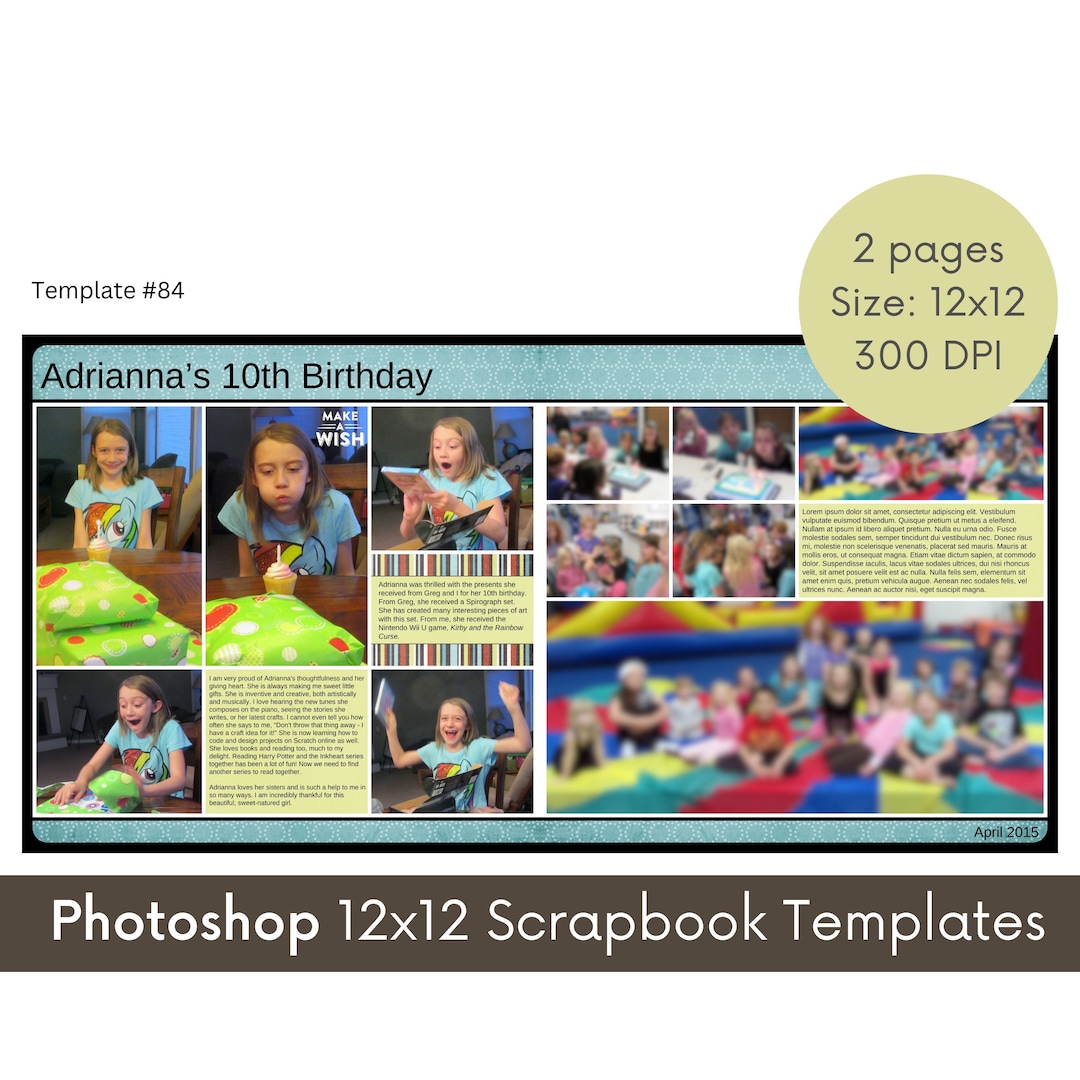 12x12 Digital Scrapbooking Template, Scrapbook Page Layout, Storybook ...