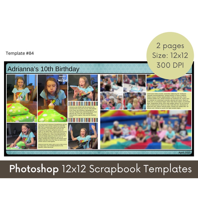 12x12 Digital Scrapbooking Template, Scrapbook Page Layout, Storybook ...