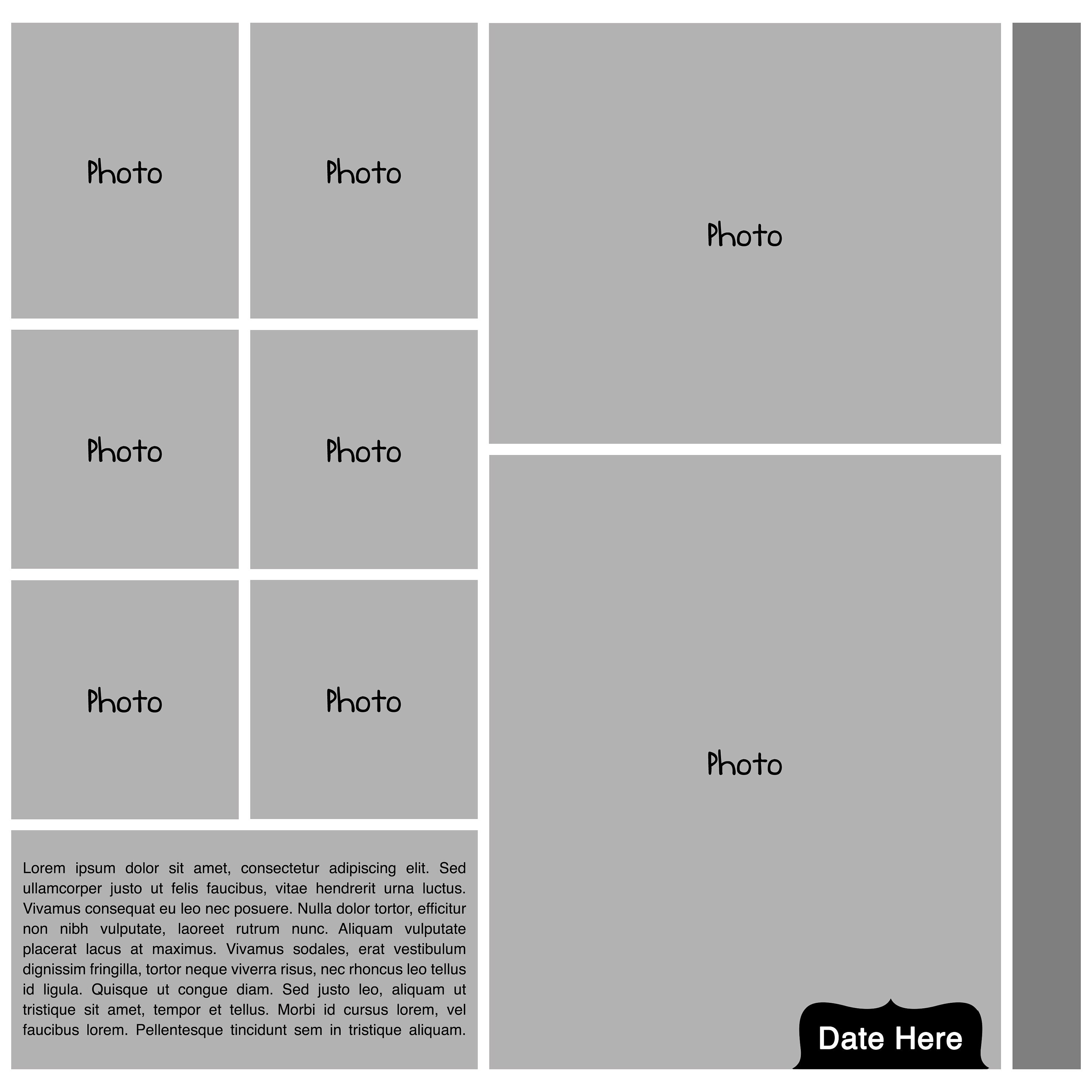 12x12 Digital Scrapbooking Page Template, Scrapbook Layout Photoshop ...