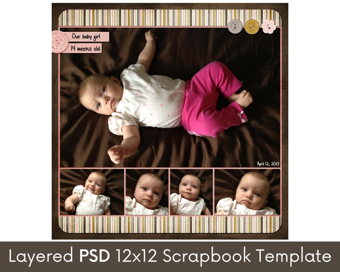 12x12 Digital Scrapbooking Template Photoshop PSD Collage Page - Etsy