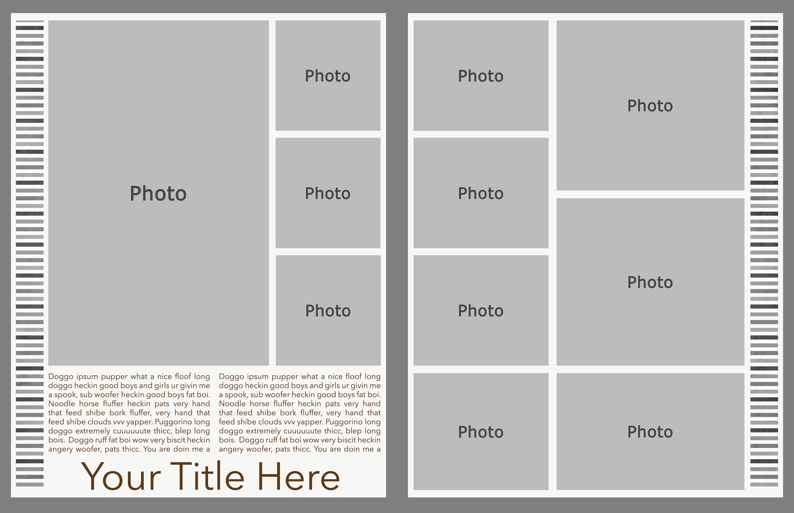 8.5x11 Digital Scrapbooking Template, Photo Collage Page Layout, 2 Page ...