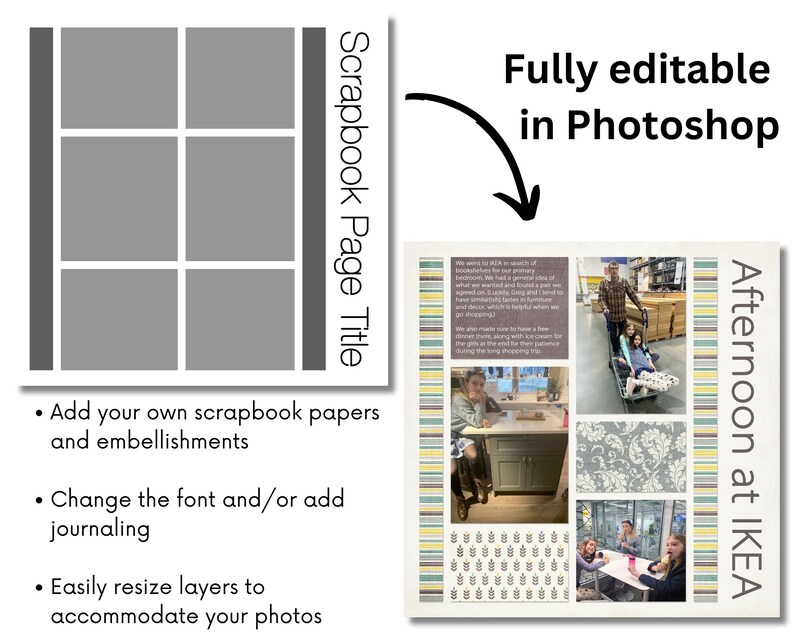 12x12 Digital Scrapbook Templates, Photobook Page Layouts, Photoshop ...