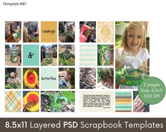 12x12 Digital Scrapbooking Template 2 Page Scrapbook Layout - Etsy