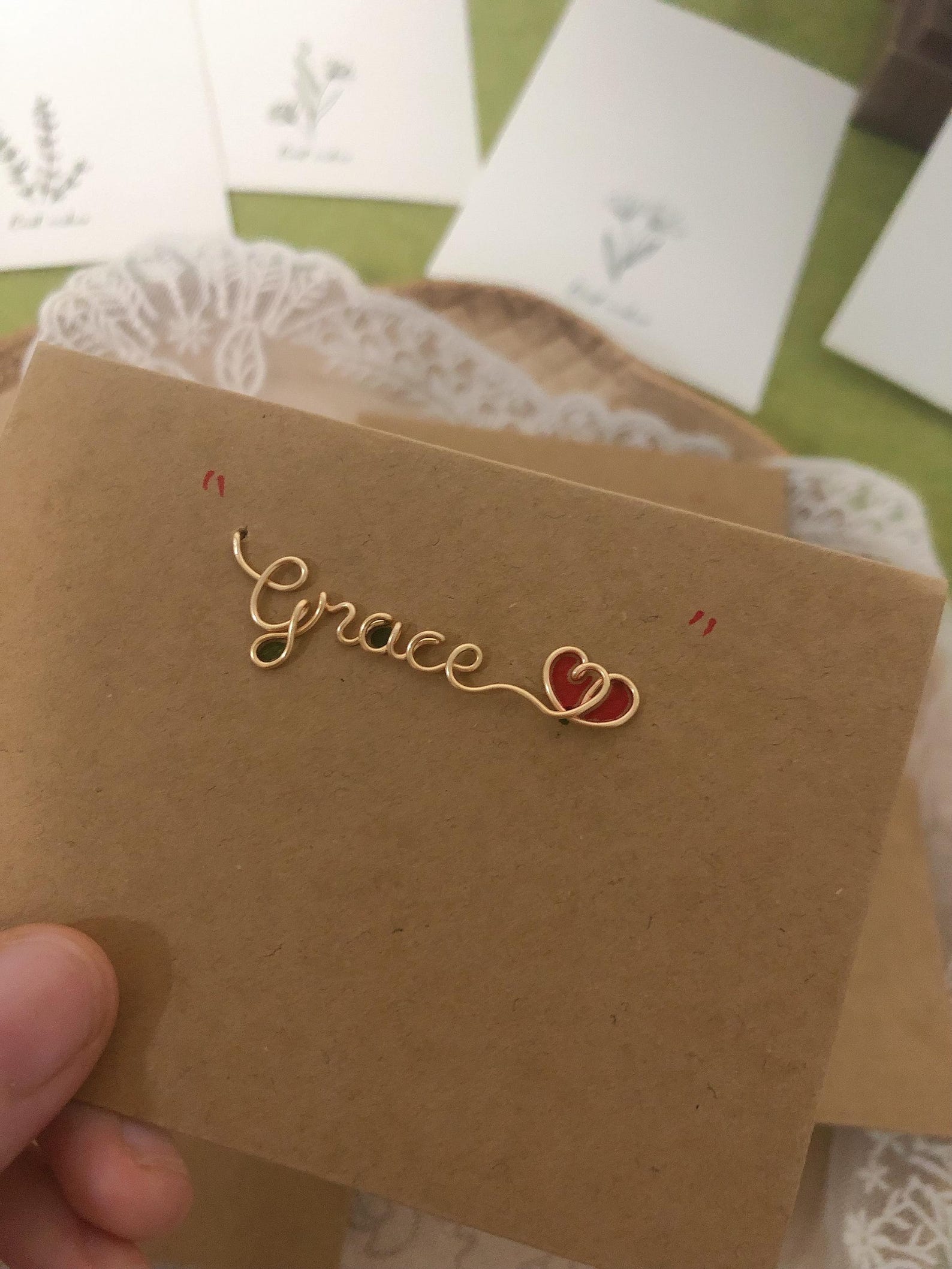 Personalized Wire Name Mini Envelopes With Greeting Cards / 5 Pcs / 10 ...