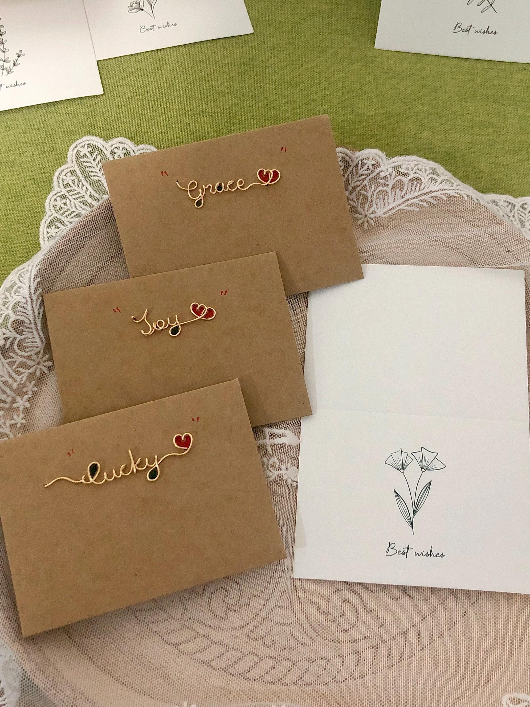 Personalized Wire Name Mini Envelopes With Greeting Cards / 5 Pcs / 10 ...