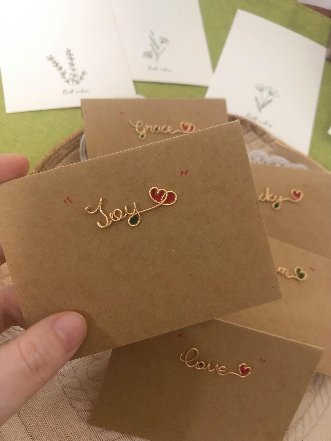 Personalized Wire Name Mini Envelopes With Greeting Cards / 5 Pcs / 10 ...