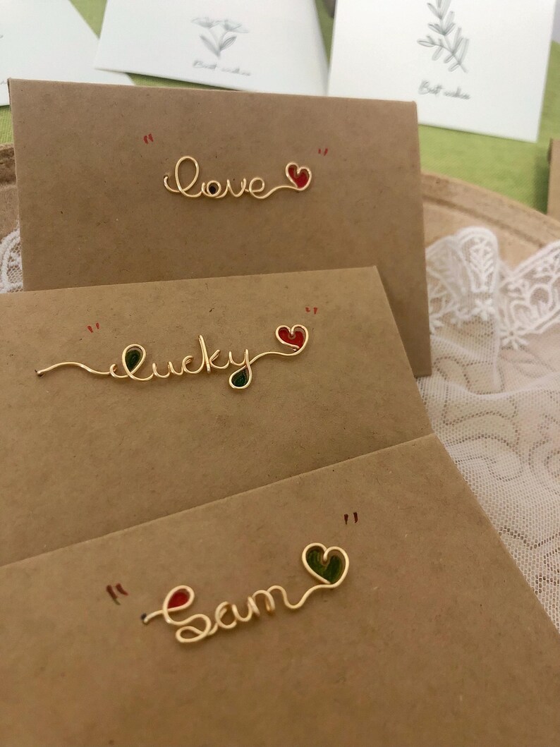 Personalized Wire Name Mini Envelopes With Greeting Cards / 5 Pcs / 10 ...