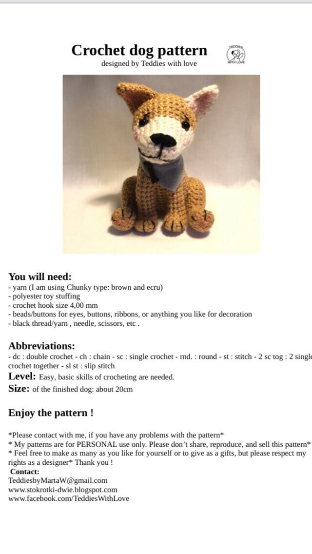 Crochet Dog Pattern - PDF Document - Etsy