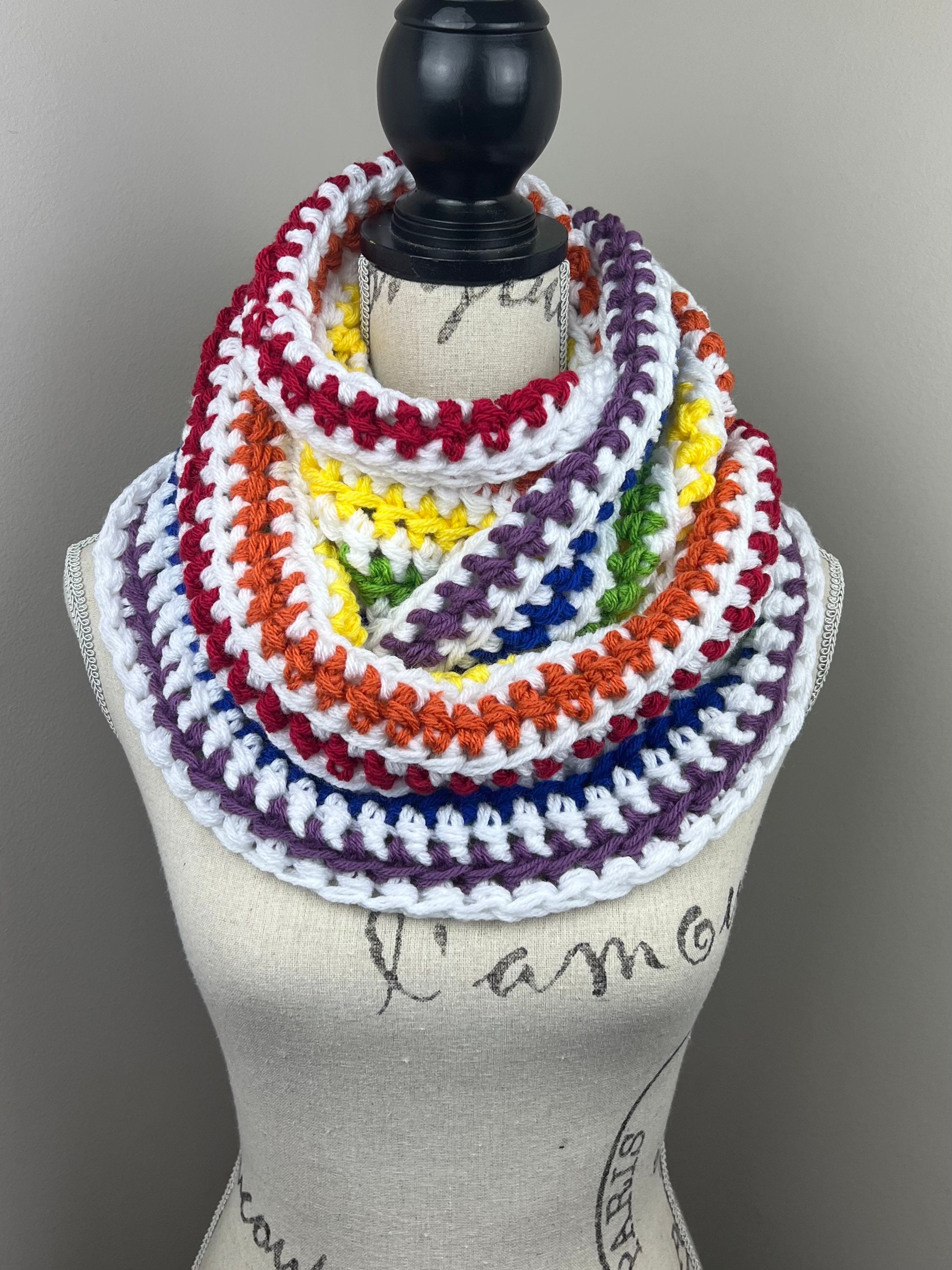 Rainbow Scarf, LGBTQ Crochet Infinity Gay Pride Scarf - Etsy